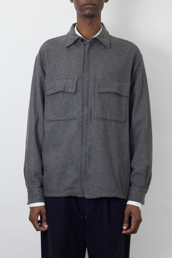 C.P. COMPANY BY MORENO FERRARI GRAY WOOL ZIP UP SHIRT – DISSONANCE