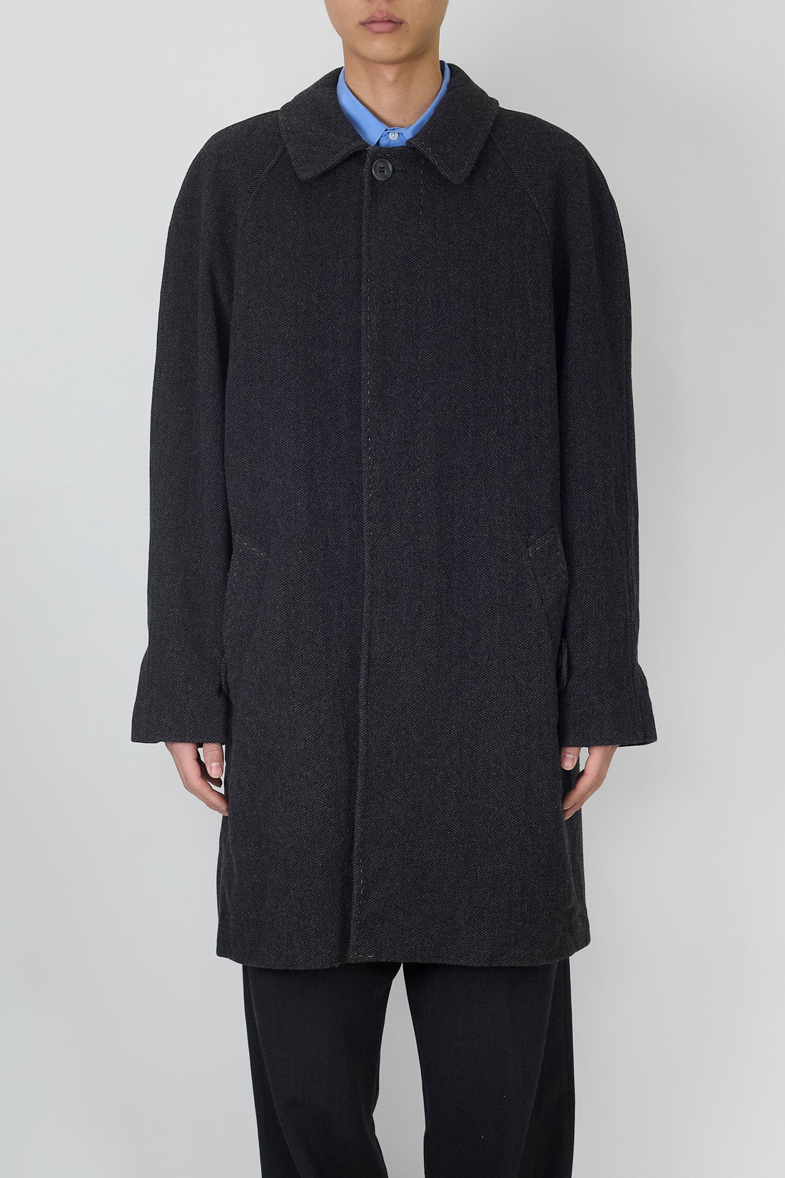 VINTAGE GRAY WOOL LONG COAT MADE IN ITALY – DISSONANCE