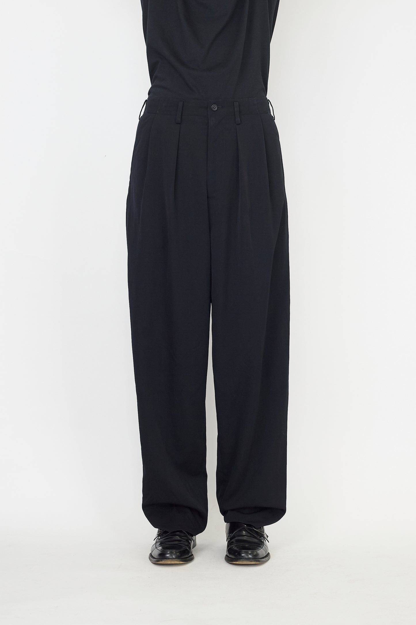 Y'S FOR MEN BLACK WOOL WIDE PANTS – DISSONANCE