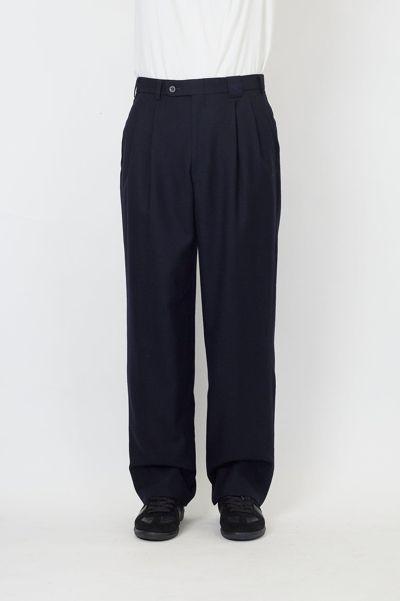 BURBERRY NAVY WOOL WIDE PANTS – DISSONANCE