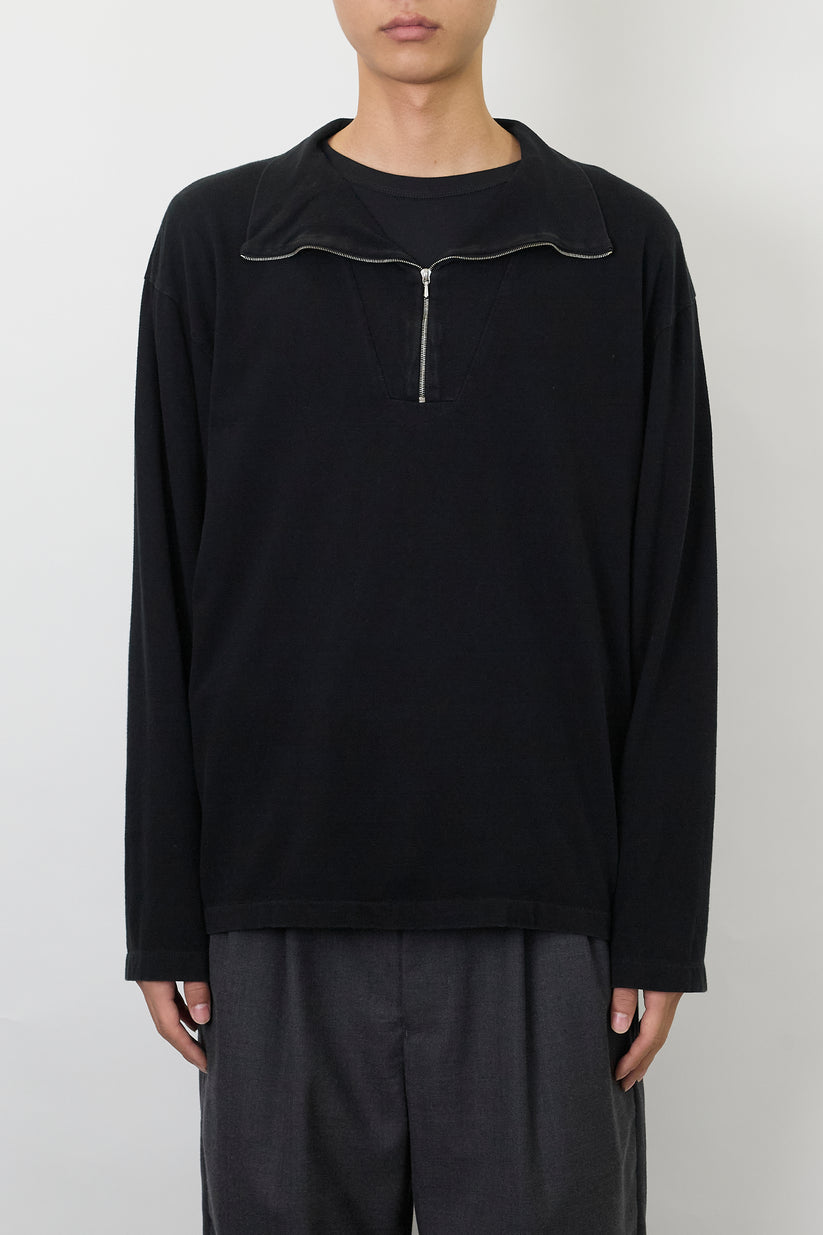 AGNES B. HOMME BLACK HALF ZIP KNIT MADE IN FRANCE – DISSONANCE