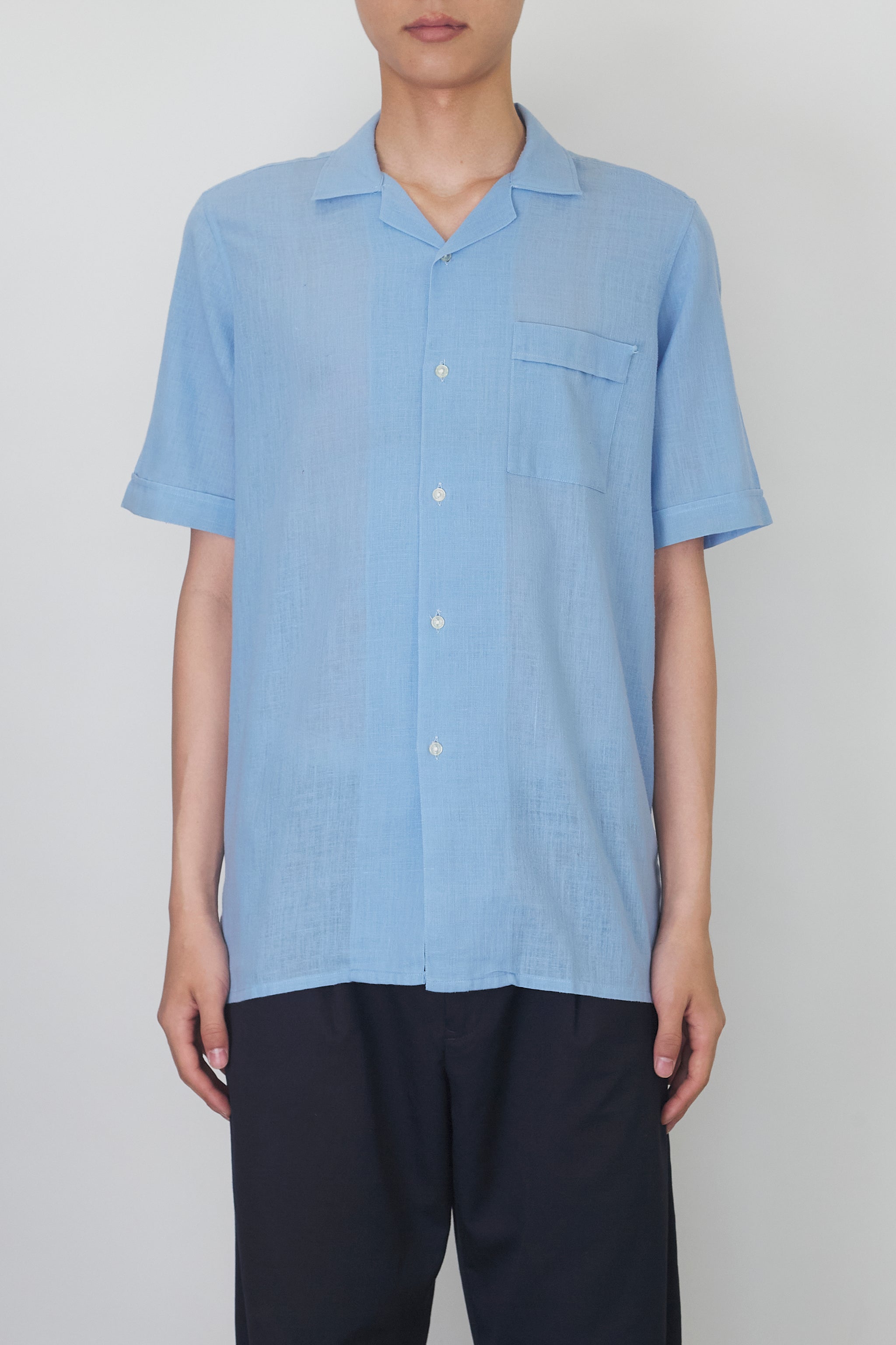 VINTAGE SKY BLUE HALF SLEEVE SHIRT MADE IN FRANCE – DISSONANCE