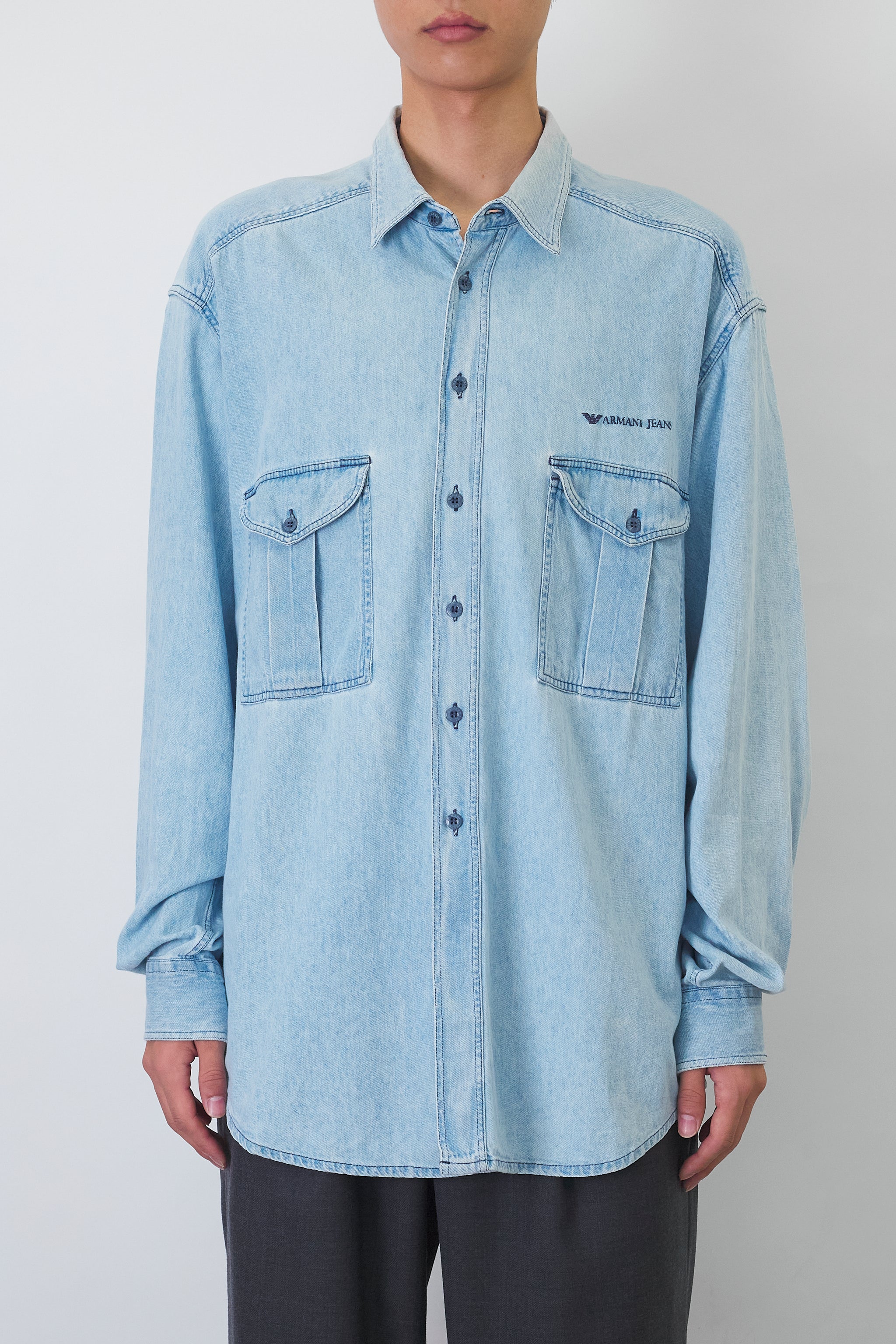 ARMANI JEANS LIGHT BLUE DENIM SHIRT MADE IN ITALY – DISSONANCE